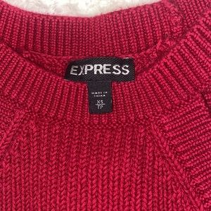 Express | Tops | Nwot Maroon Knit Crochet Fitted Ribbed Red High Neck ...